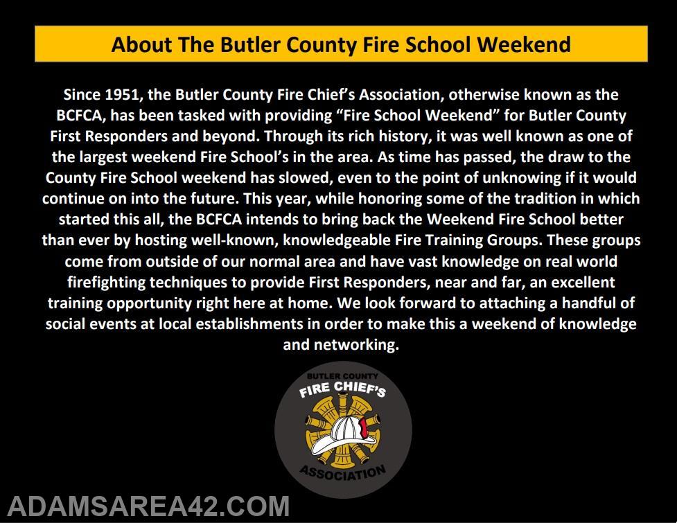 Butler County Fire Chief's Association Fire School Weekend - Adams Area ...